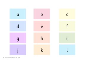 Alphabet Cursive font capital letter lower case pastel colours ...