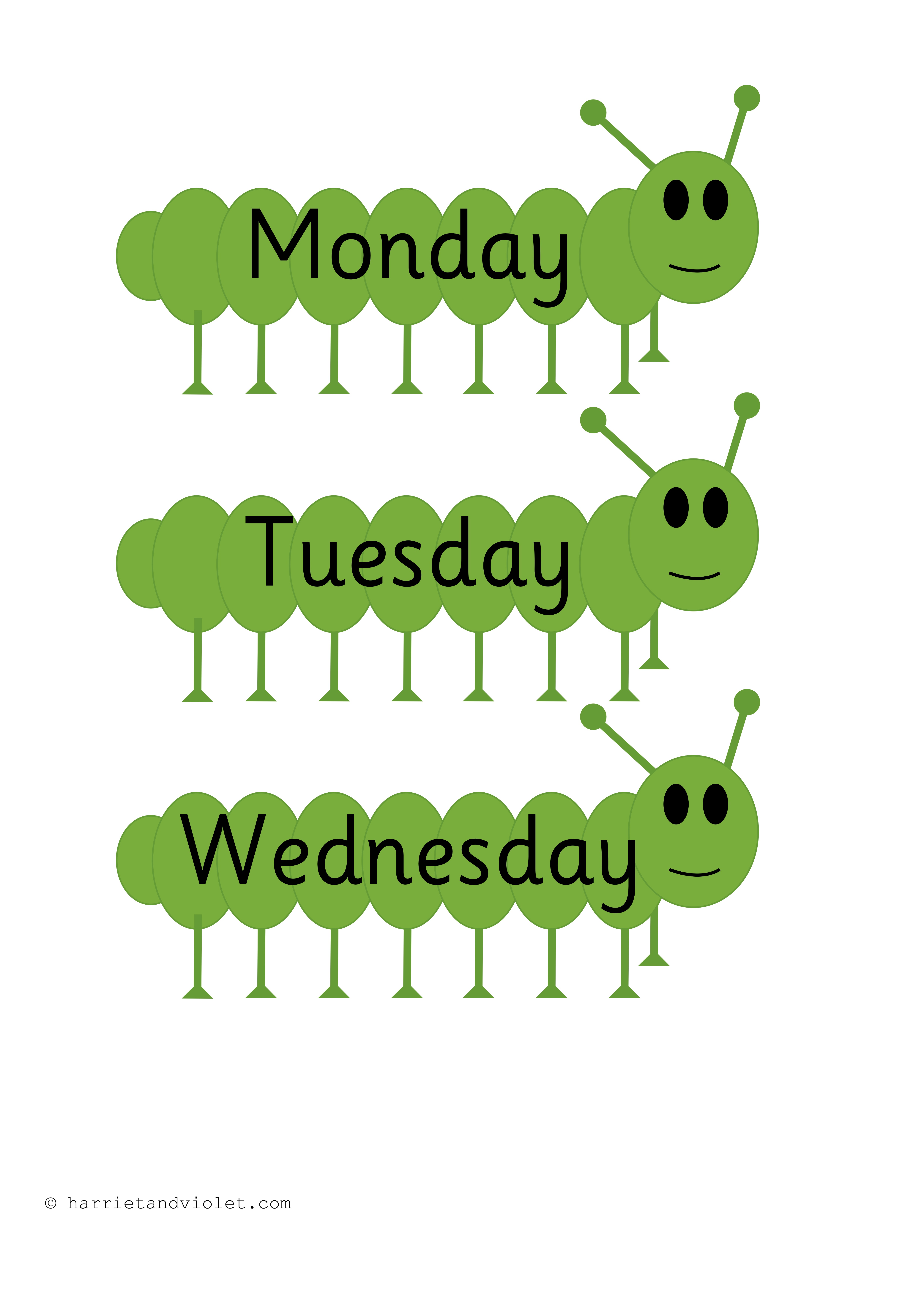Caterpillars Days of the Week - Printable Teaching Resources - Print ...