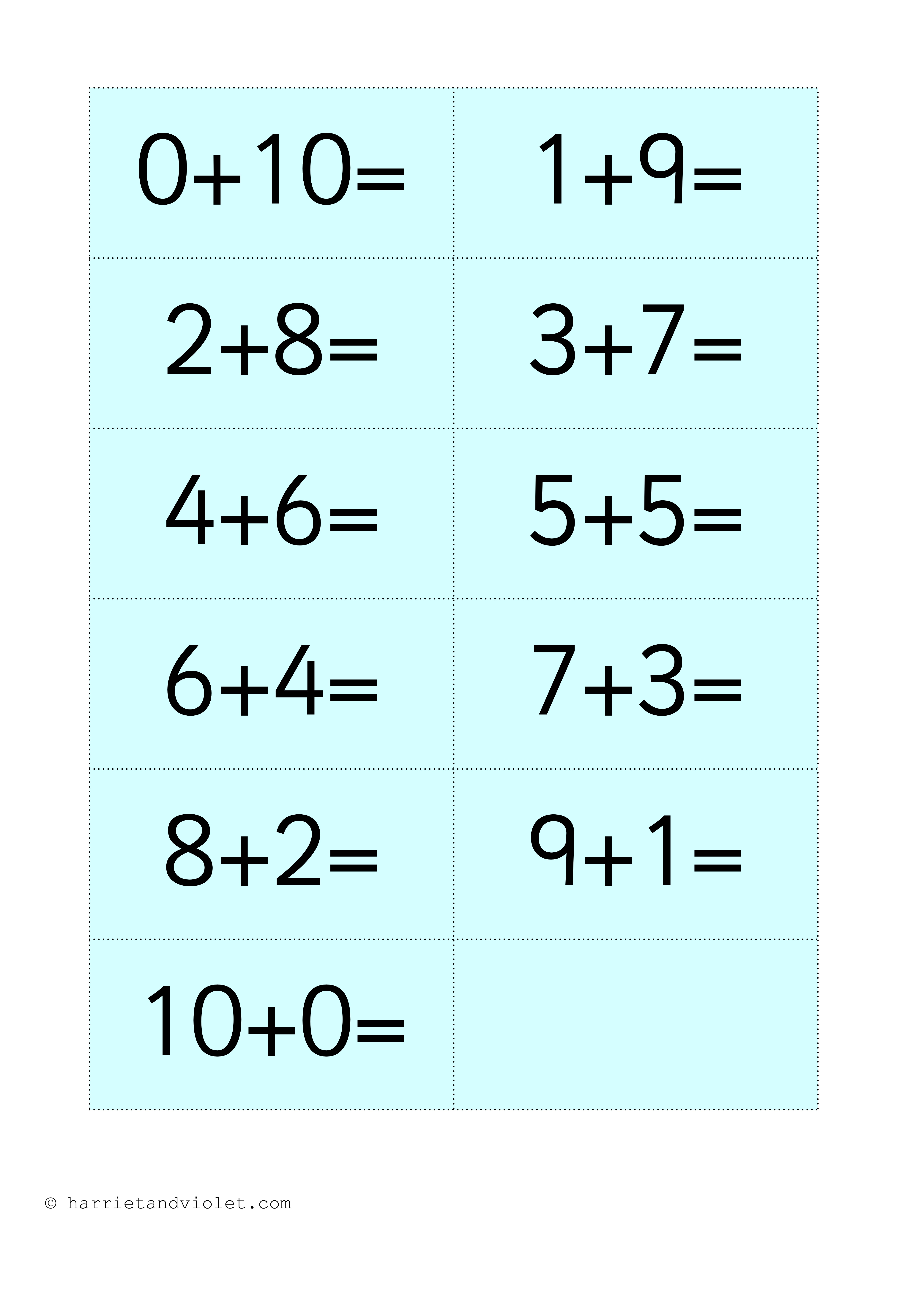 Number Bonds 10 Addition Question Cards Activity - Printable Teaching ...
