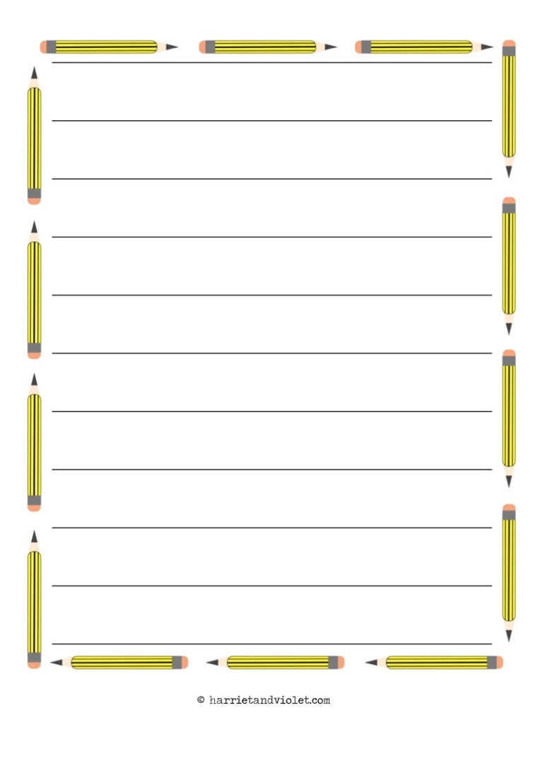 Summer fruit border paper - plain, lined and half lined - Printable ...