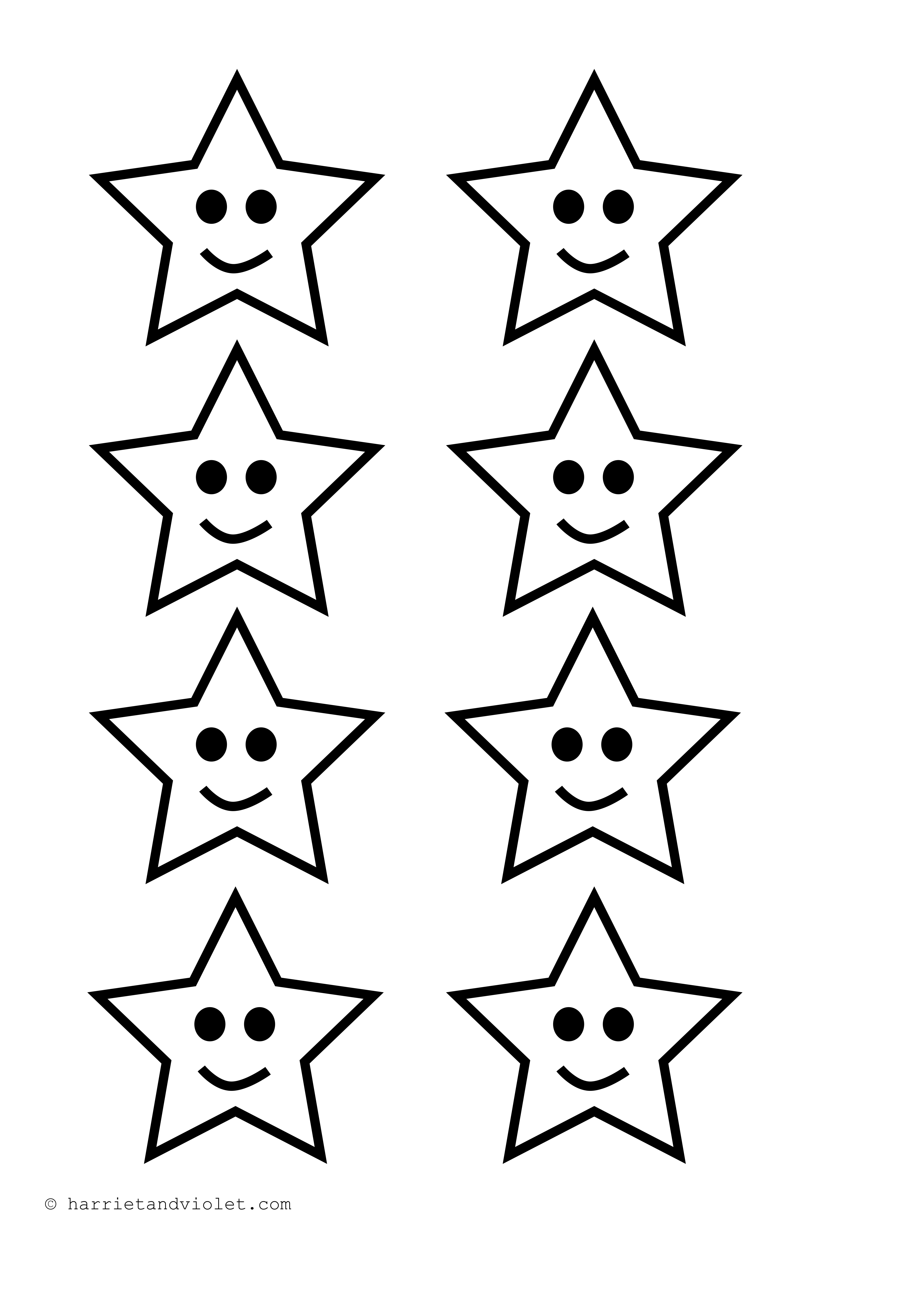 Stars B&W - Printable Teaching Resources - Print Play Learn