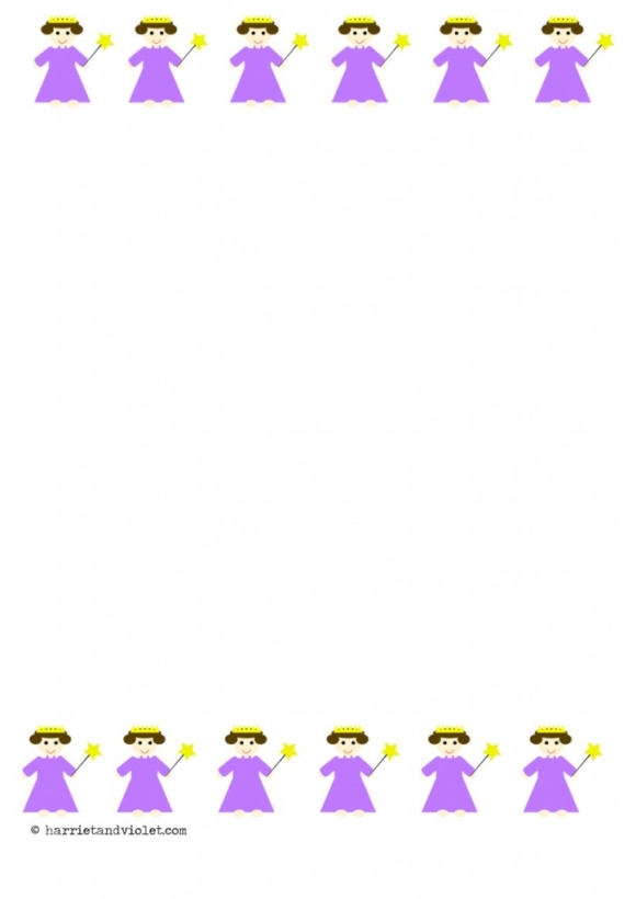 Fairy or Princess Border Paper A4 Portrait - Plain, Half Lined and ...