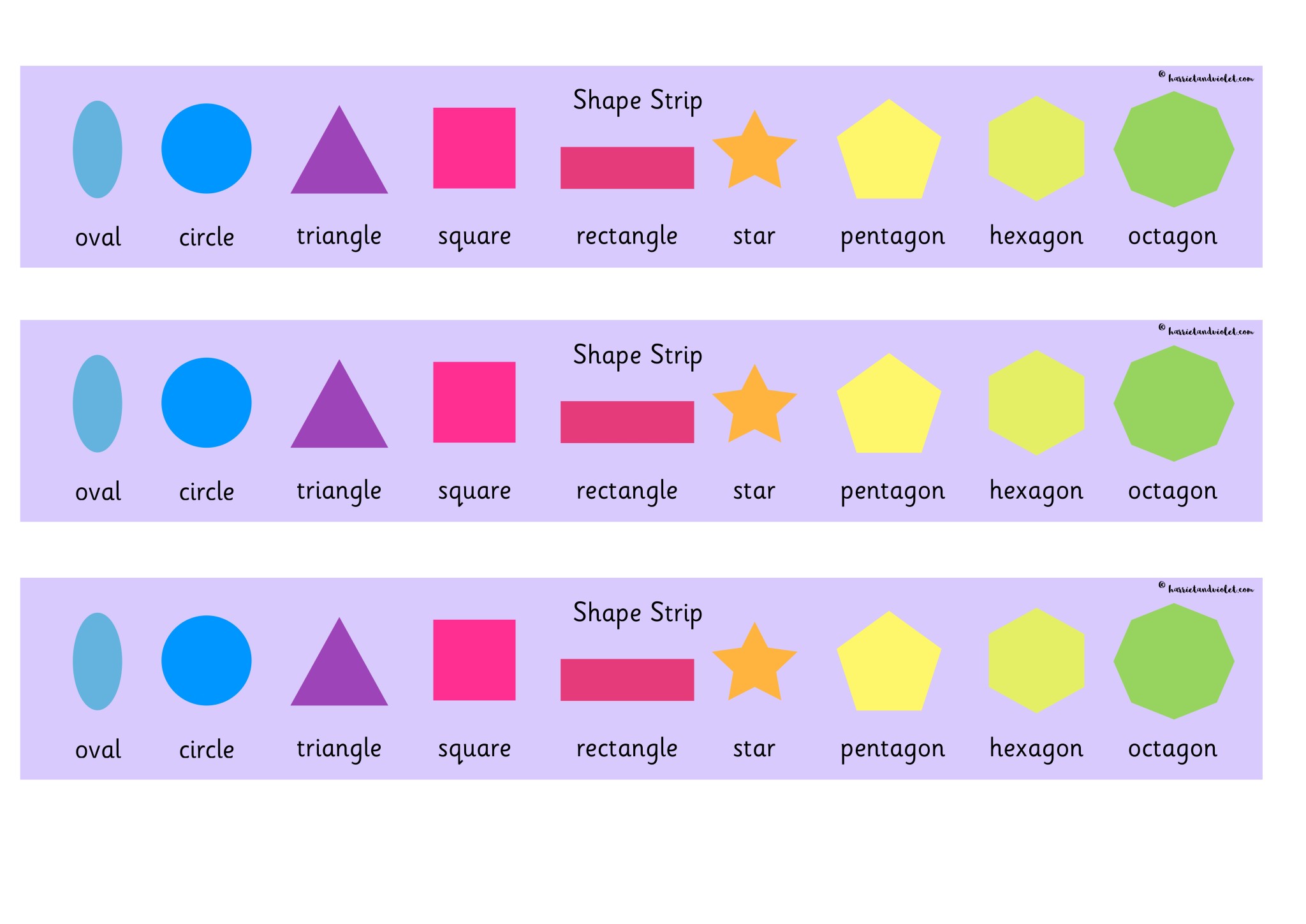 2D Shape Strip - Printable Teaching Resources - Print Play Learn