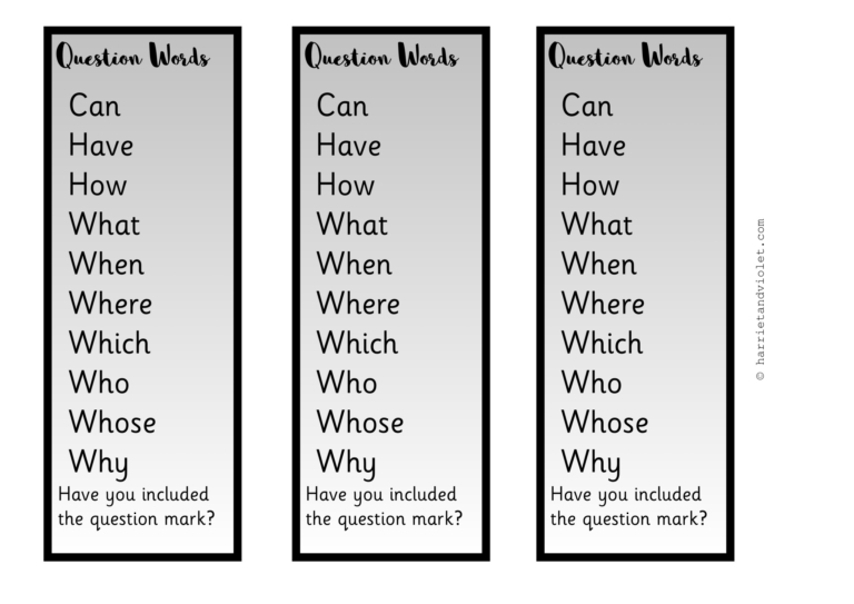Mini question word prompts - Printable Teaching Resources - Print Play ...