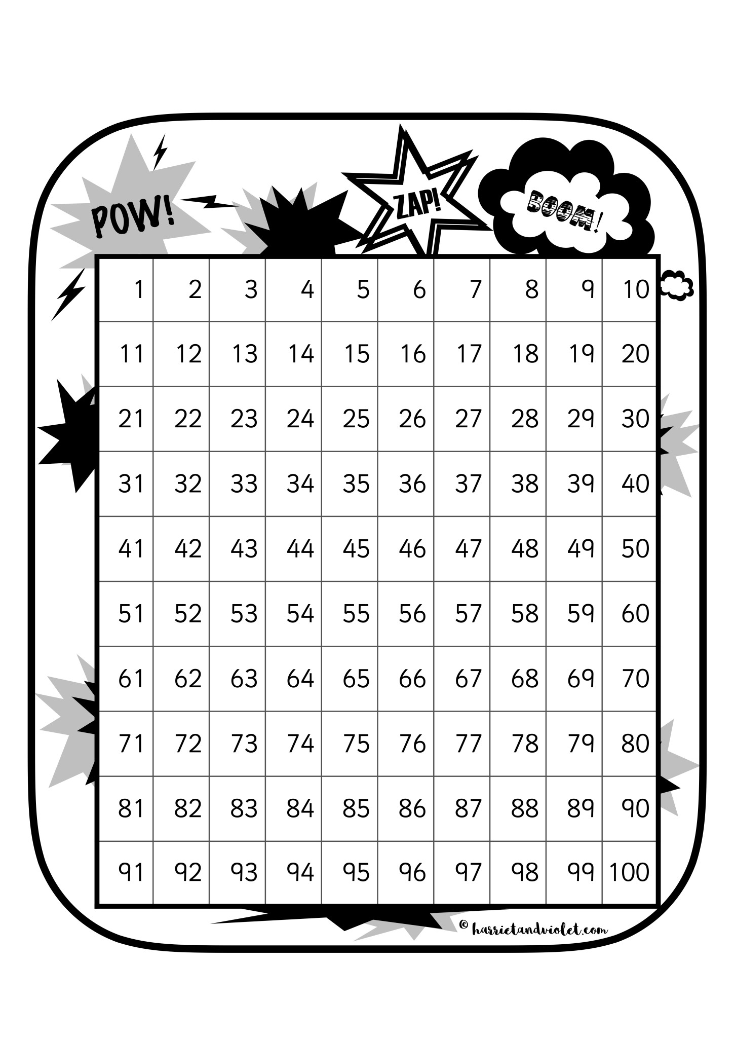 Superhero character - 100 hundred square - Printable Teaching Resources ...
