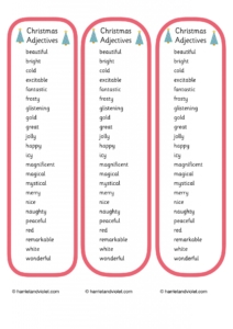 Christmas themed adjectives on trees - Printable Teaching Resources ...