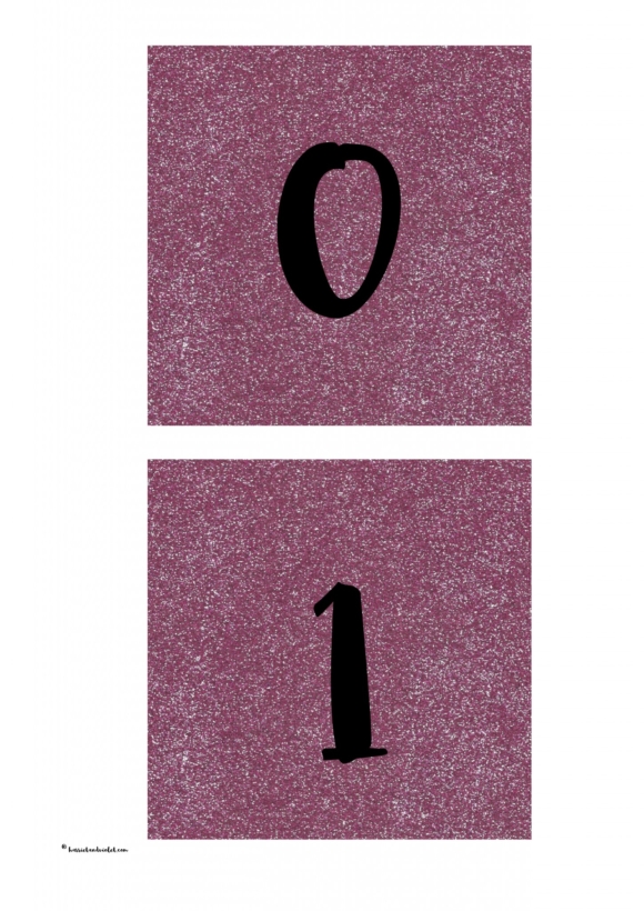 Large number digits 0-9 - glitter pink (valentine) - Printable Teaching ...