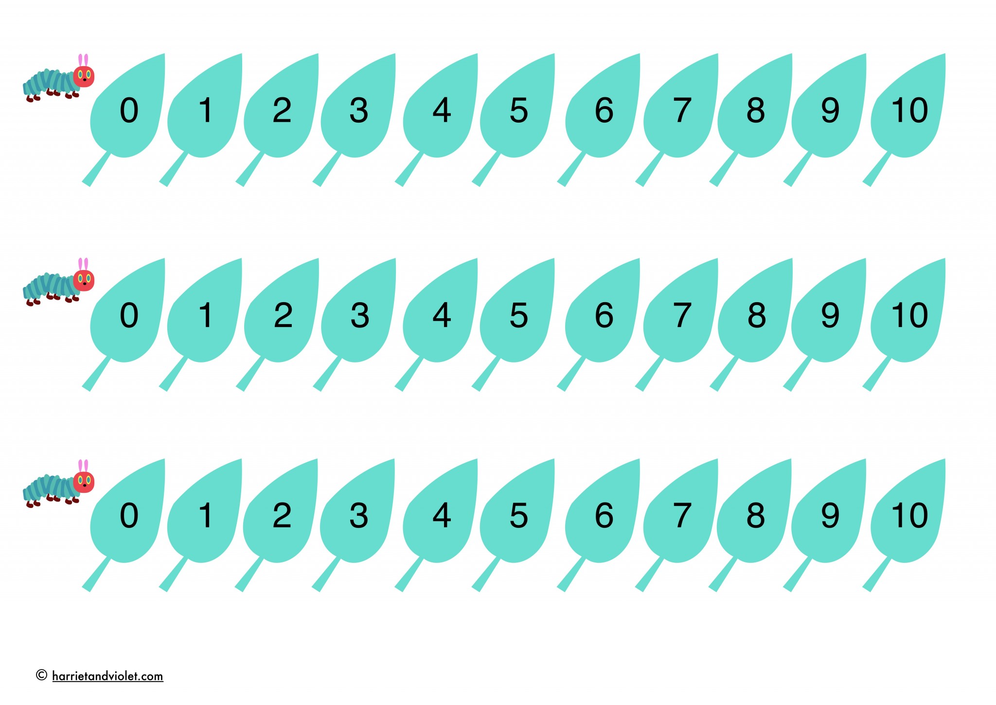 Number line 0-20 The Very Hungry Caterpillar - Printable Teaching ...
