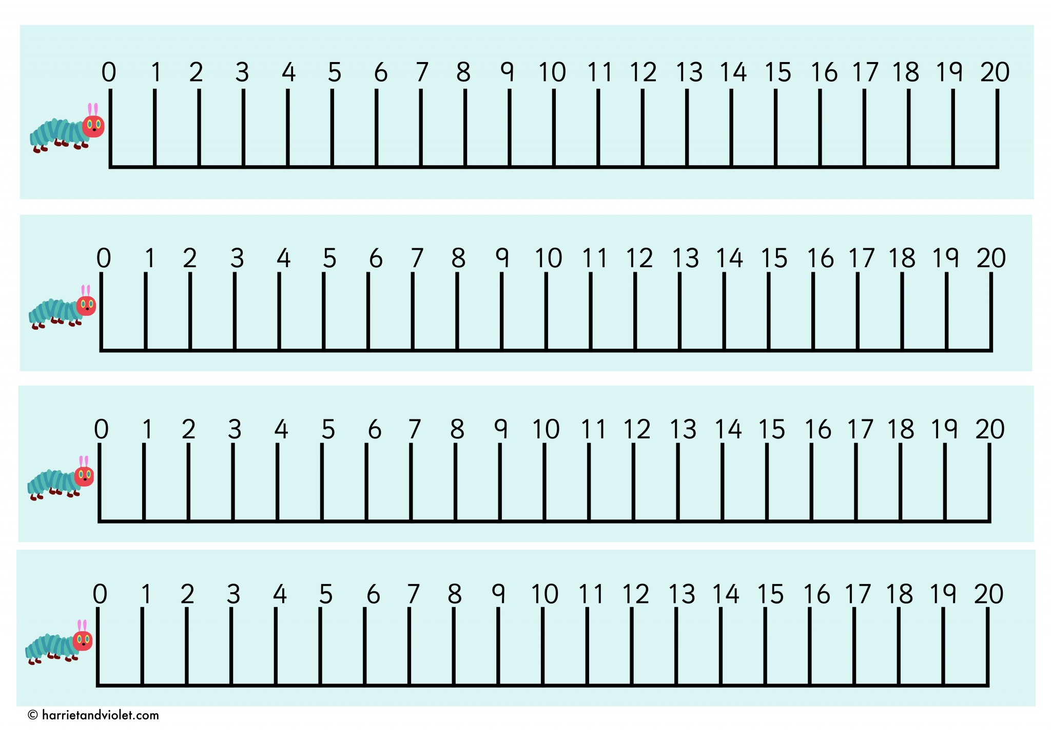 Number line 0-20 The Very Hungry Caterpillar - Printable Teaching ...
