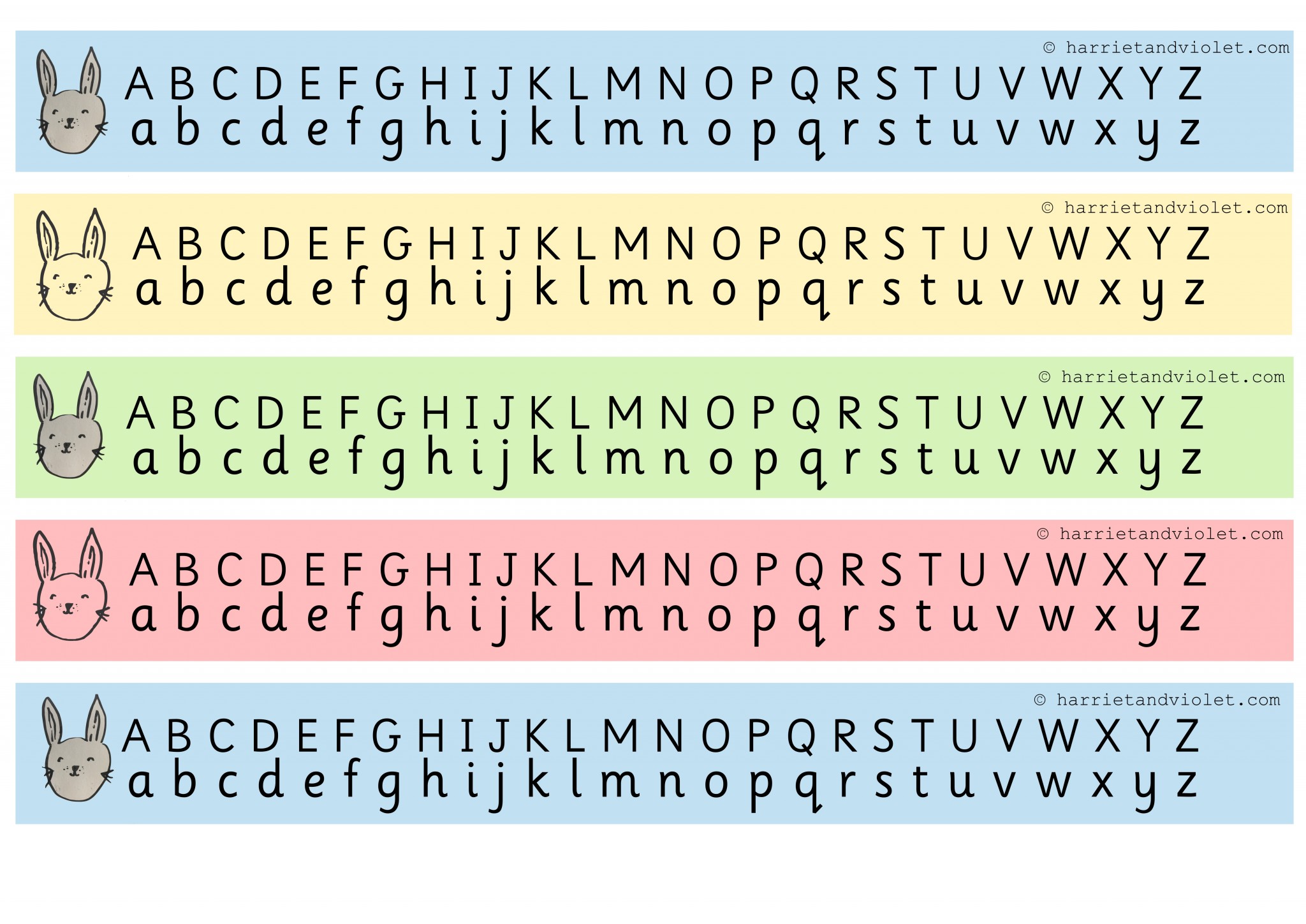 Alphabet Chart Easter Rabbit - Printable Teaching Resources - Print ...