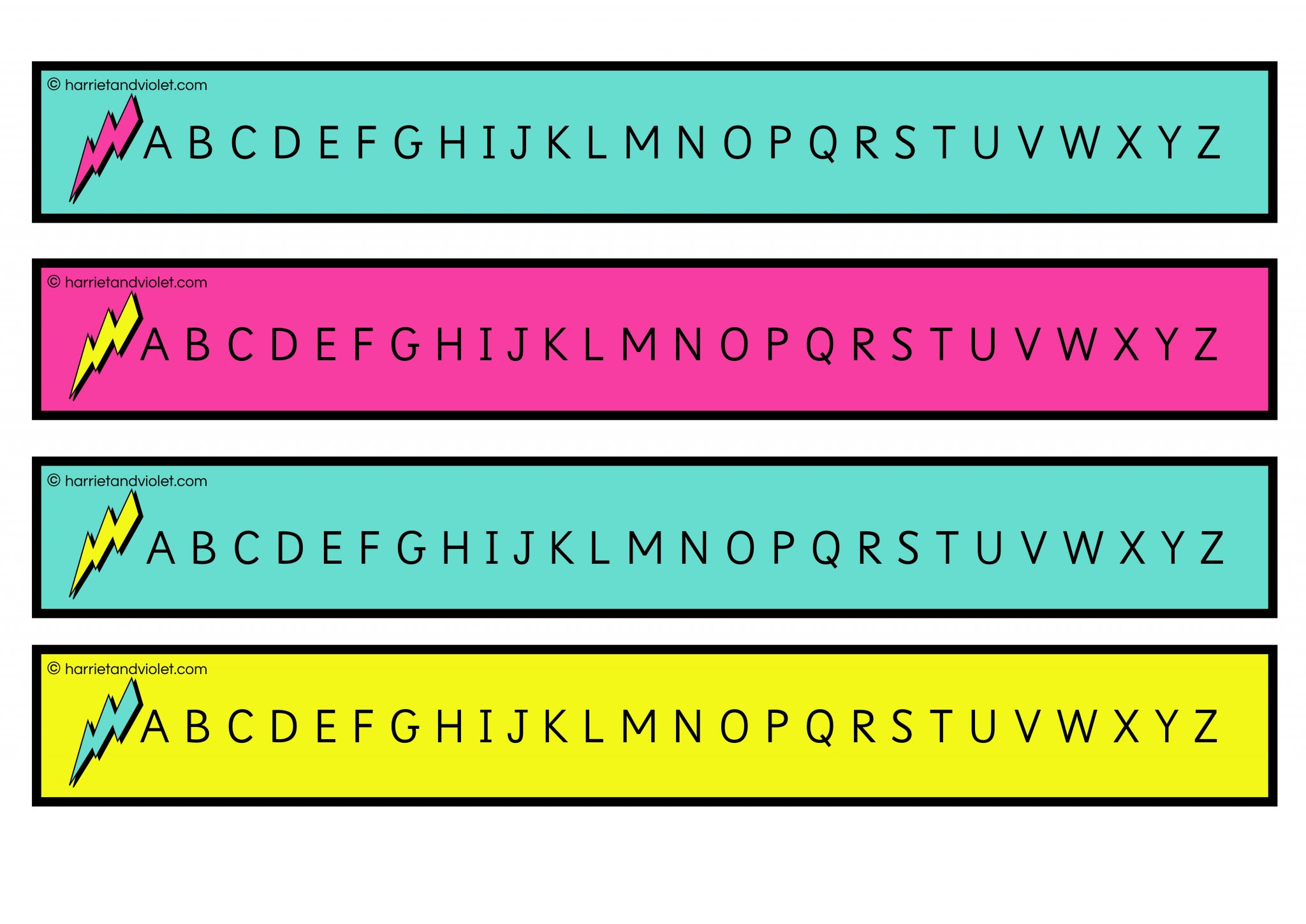 Lower case alphabet chart - brights A-Z - Printable Teaching Resources ...