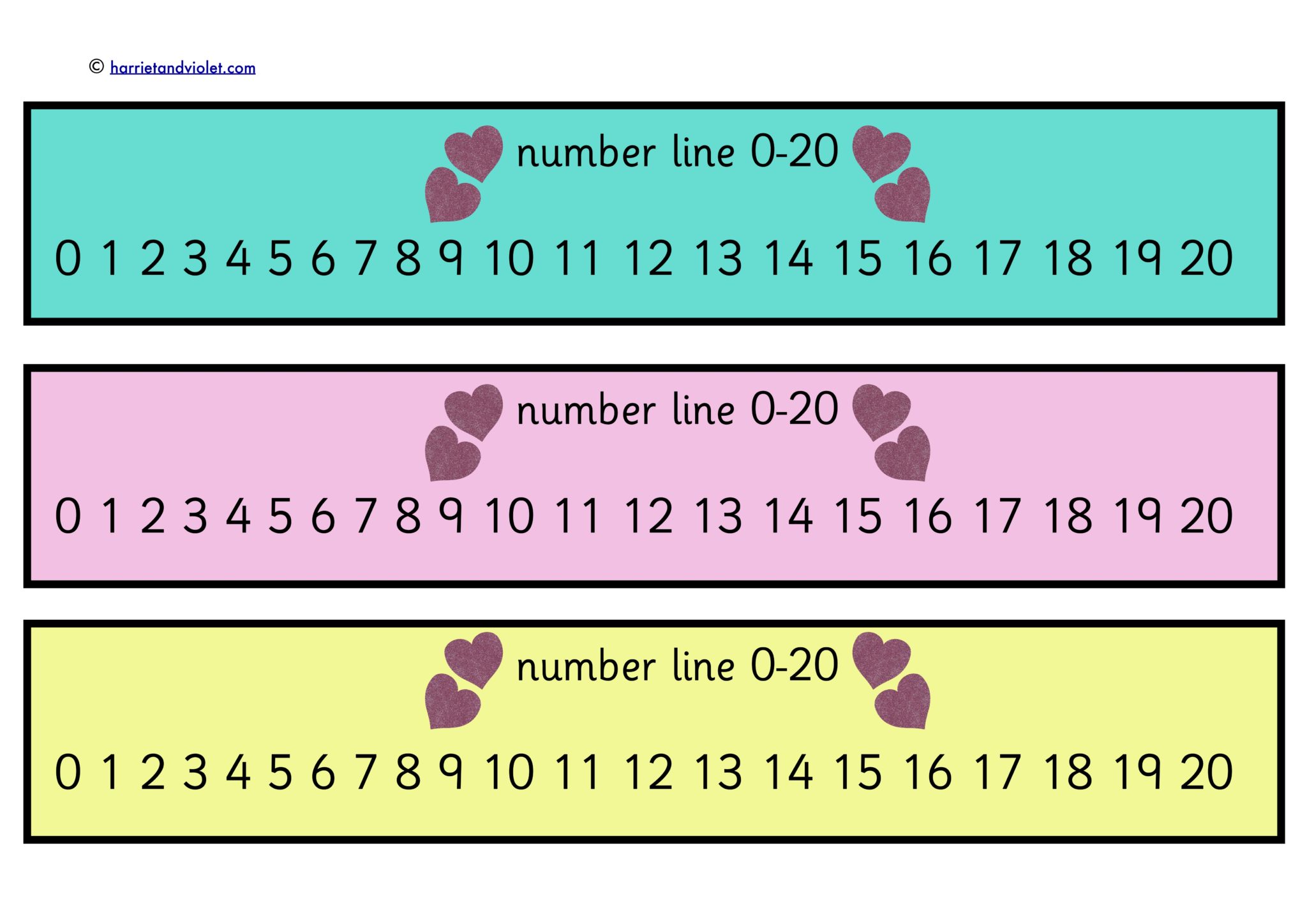 Valentine Numberline 0-20 - Printable Teaching Resources - Print Play Learn
