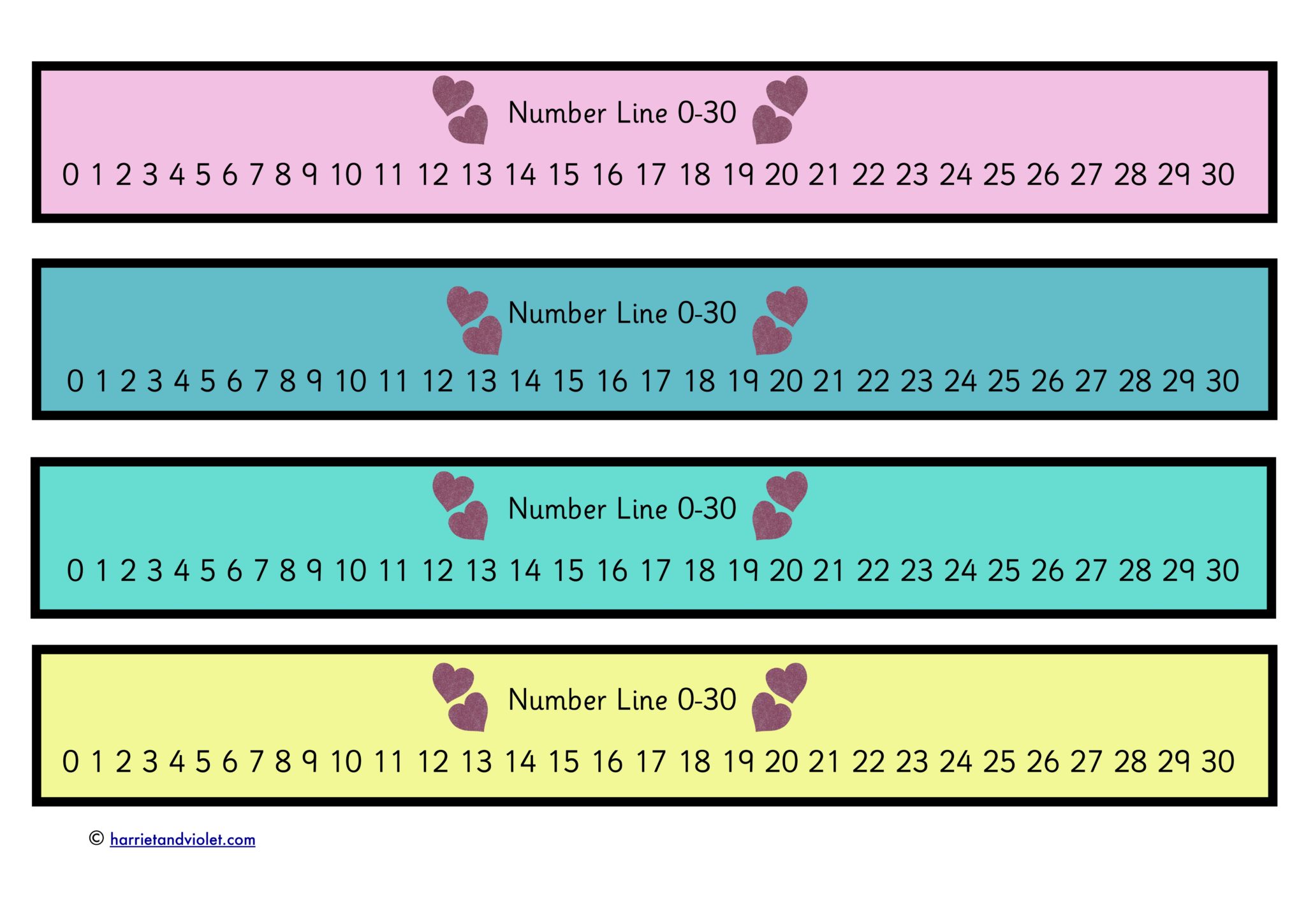 Valentine numberline 0-30 - Printable Teaching Resources - Print Play Learn