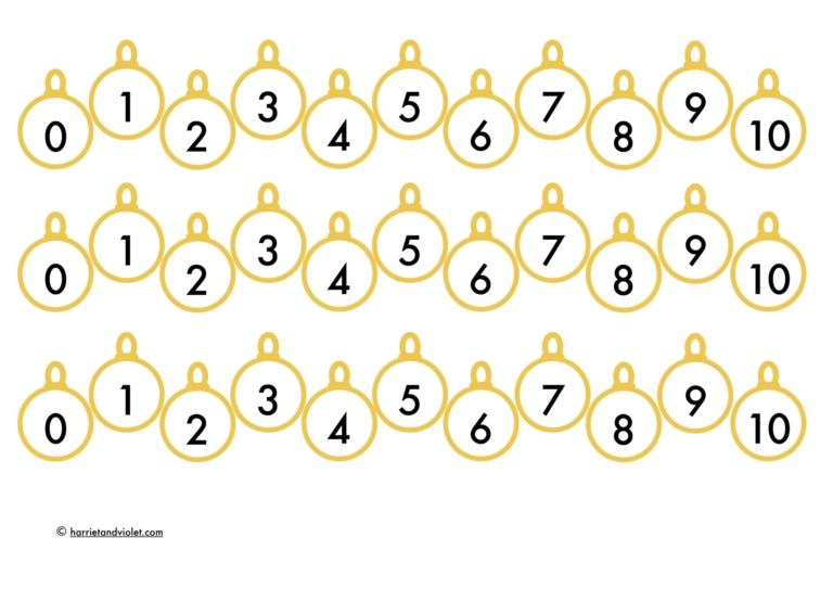 Christmas Bauble Number Line 0-10 - Printable Teaching Resources ...