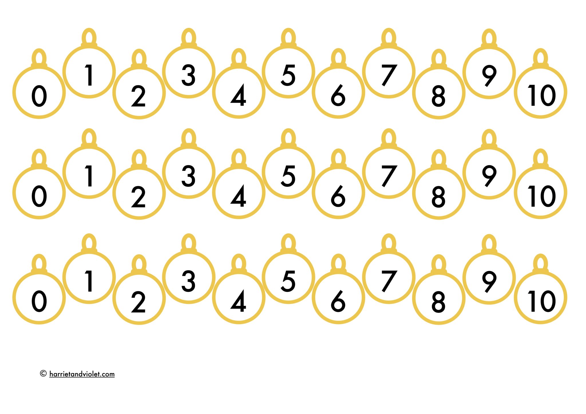 Christmas Bauble Number Line 0-10 - Printable Teaching Resources ...