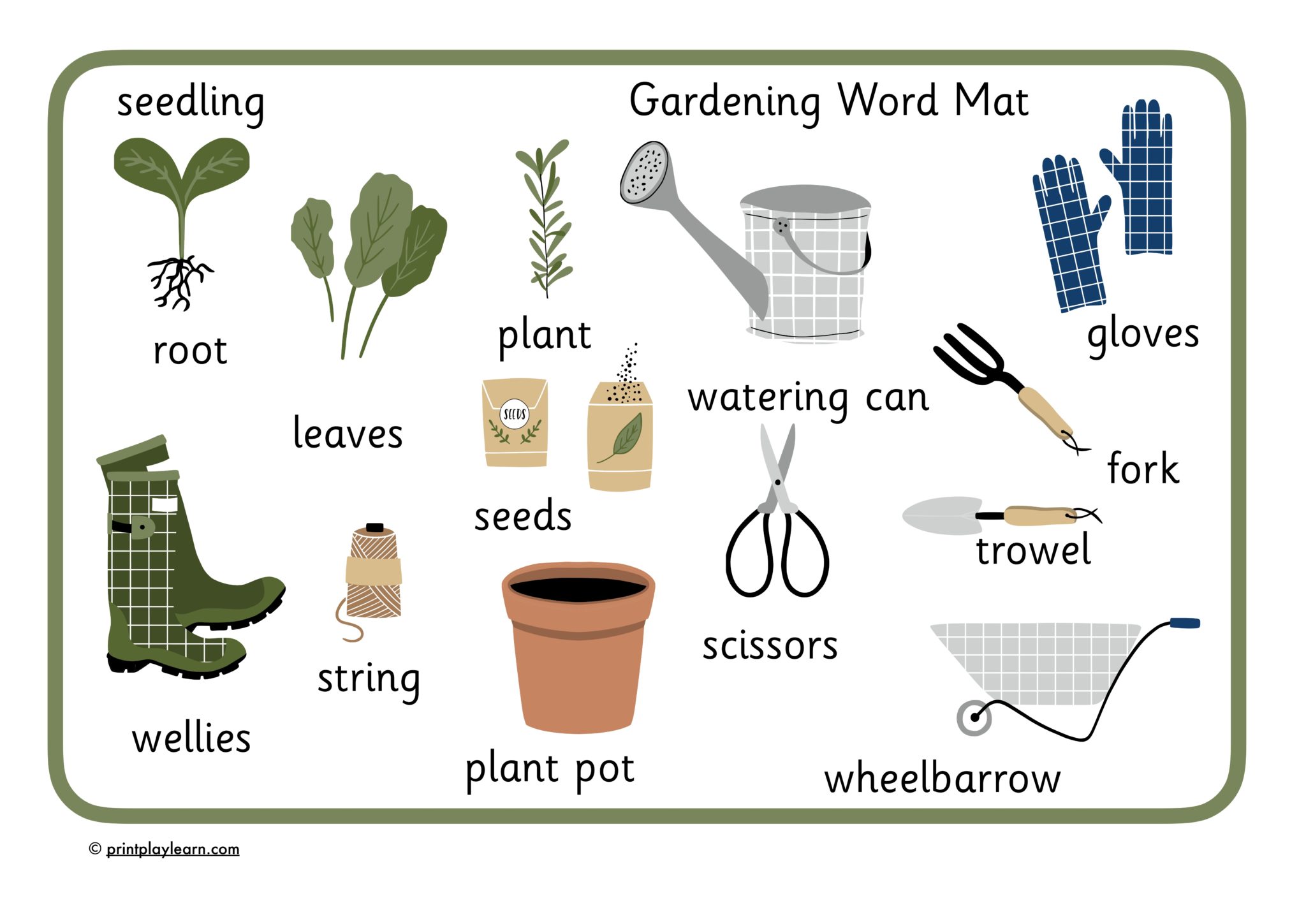 Garden Word Mat - ink save - Printable Teaching Resources - Print Play ...