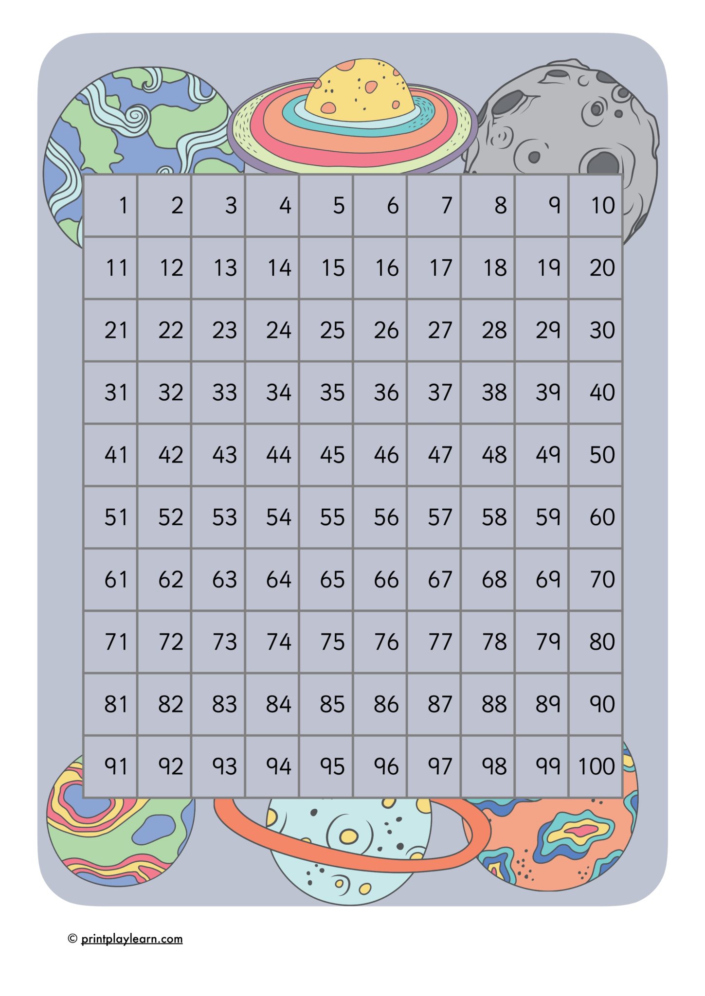 Hundred Square - Page 1 - Free Teaching Resources - Print Play Learn