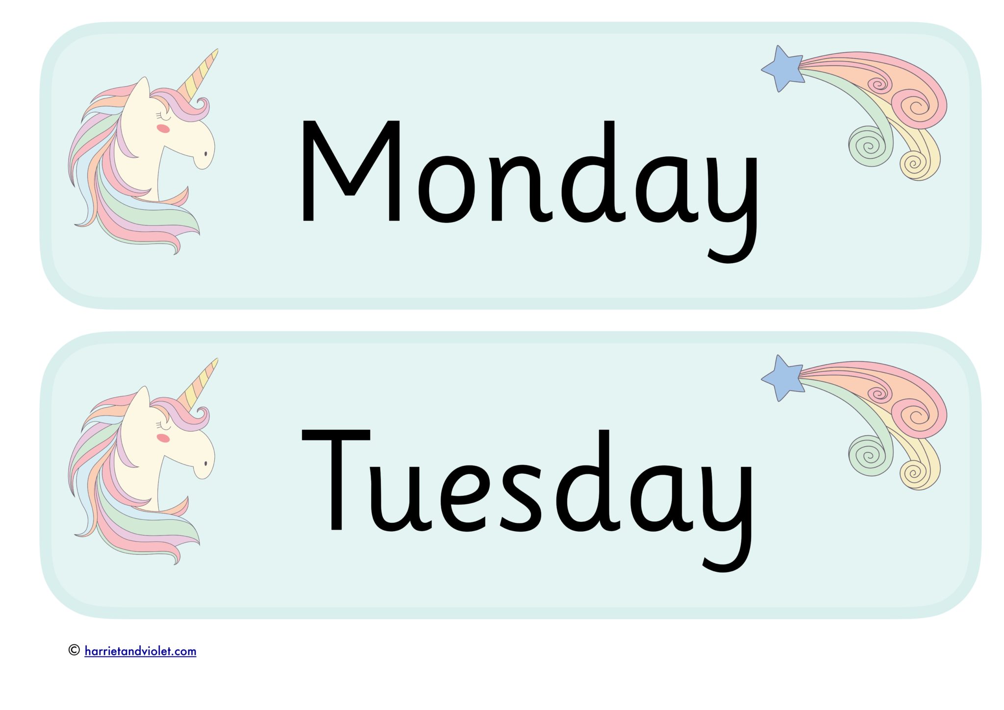 Unicorn - Days of the Week signs - Printable Teaching Resources - Print ...
