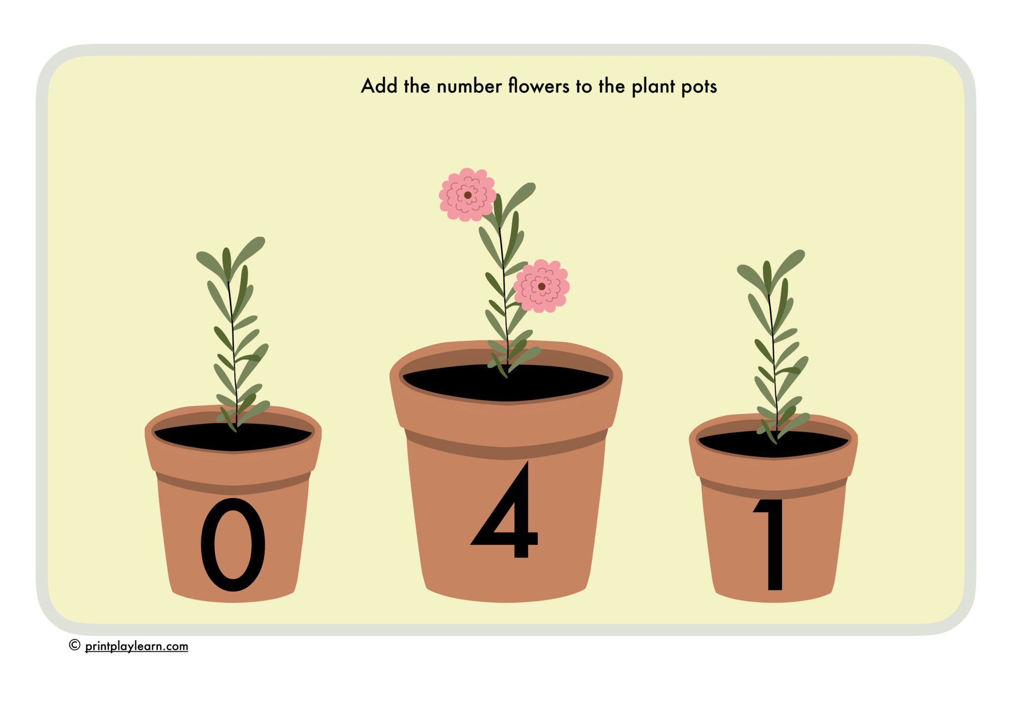 Flower Pot Play dough mat - Printable Teaching Resources - Print Play Learn