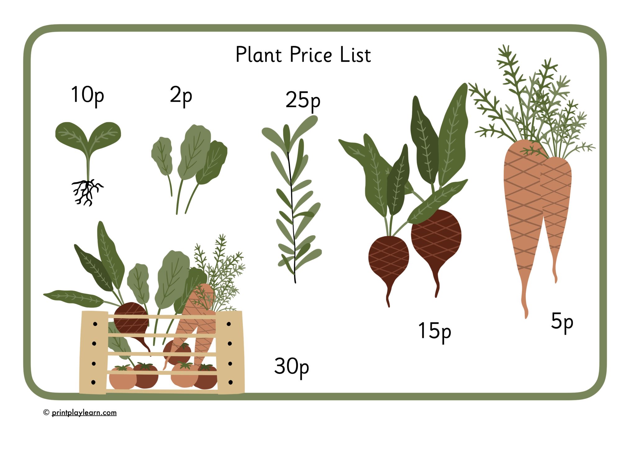 Garden Centre Vegetable Price List - Printable Teaching Resources ...