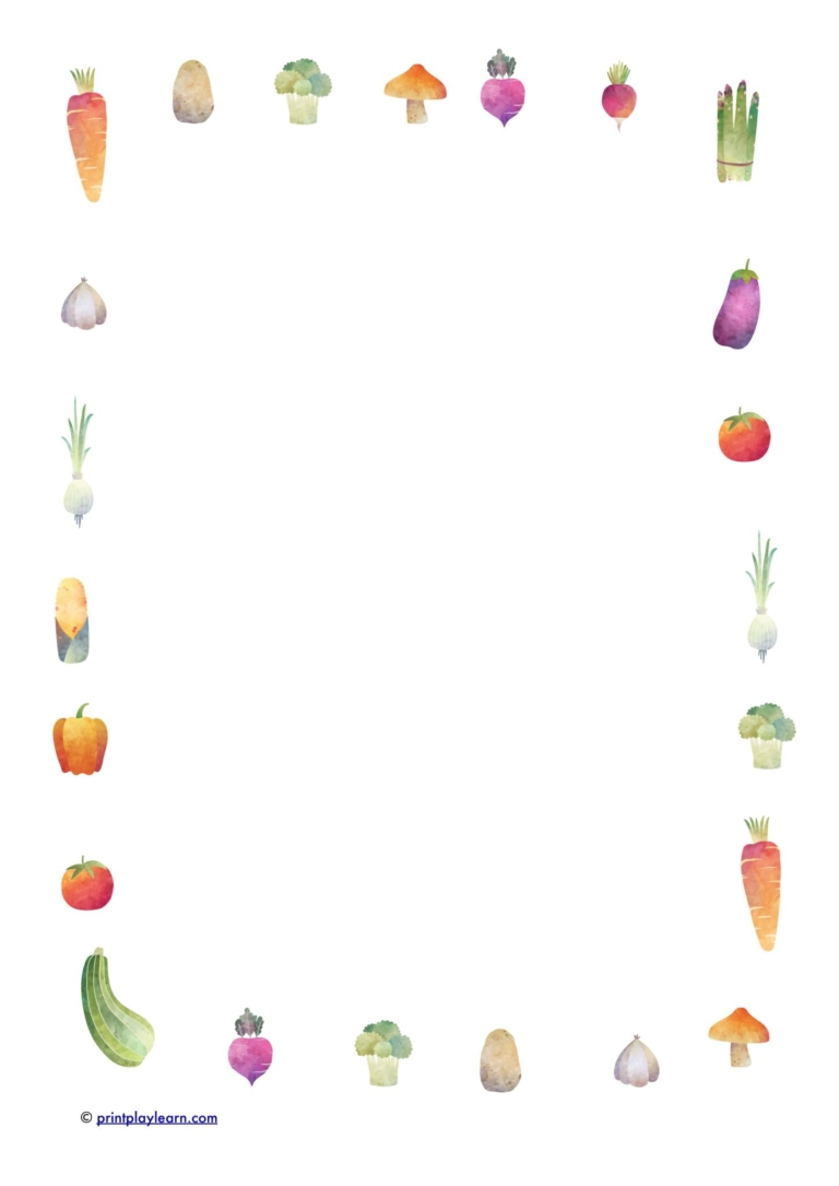 Vegetable Writing Paper - Printable Teaching Resources - Print Play Learn