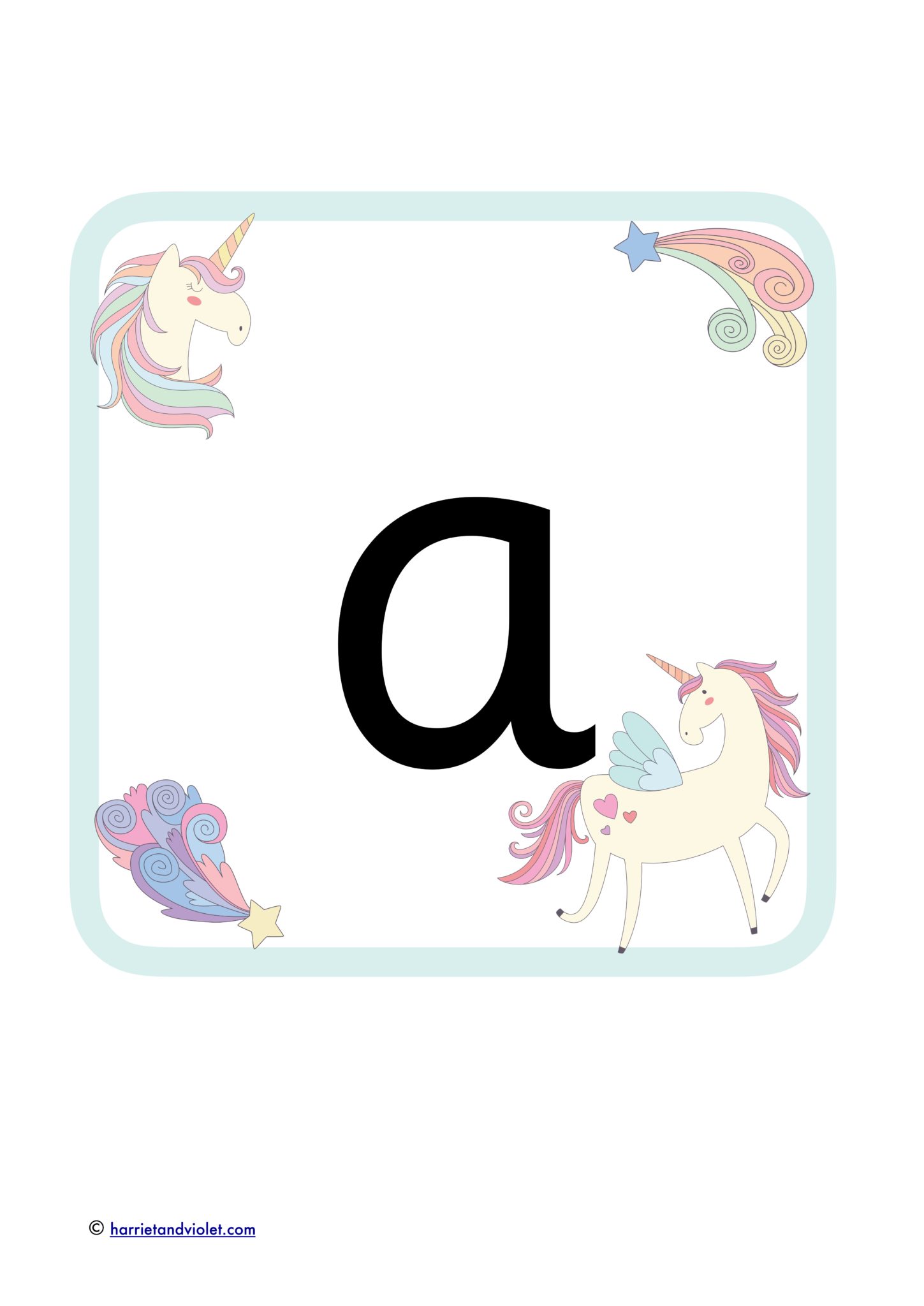 Unicorn a-z lower case lettering - Printable Teaching Resources - Print ...