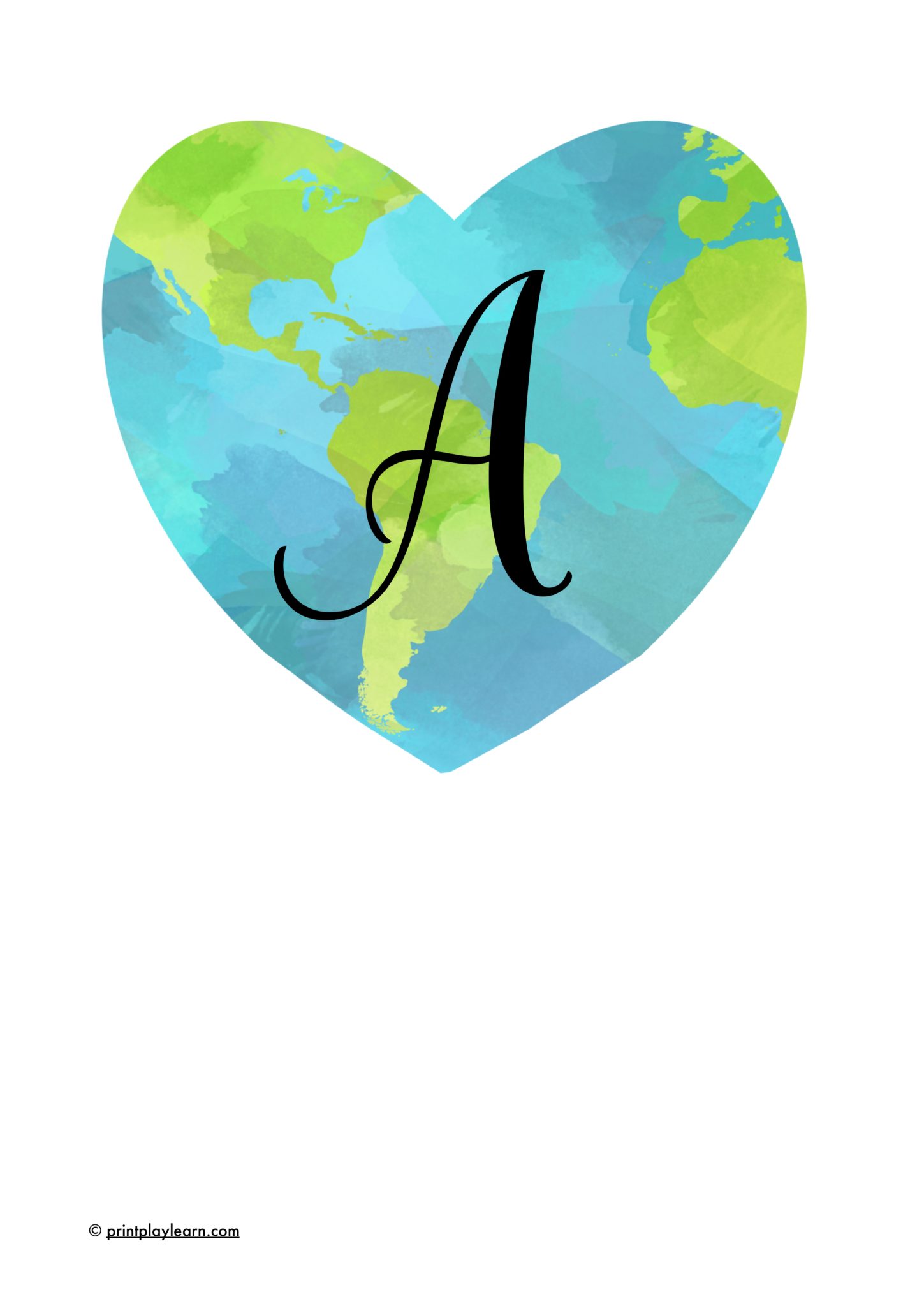 Earth heart display lettering capital letters - Printable Teaching ...