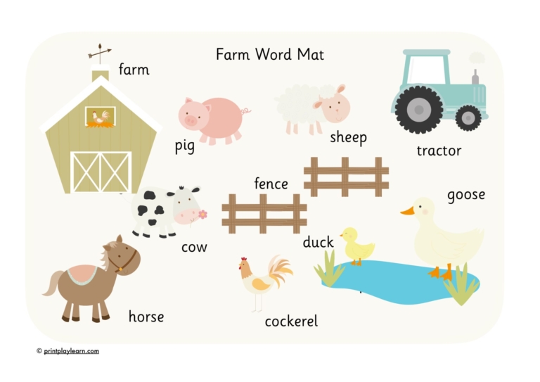 Farm Word Mat - Printable Teaching Resources - Print Play Learn