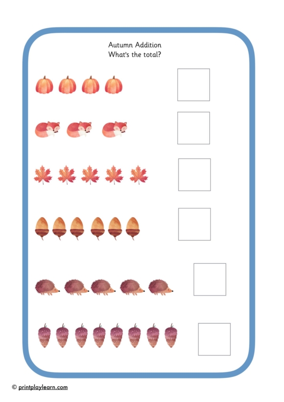 What's the Total? Autumn Counting - Printable Teaching Resources ...