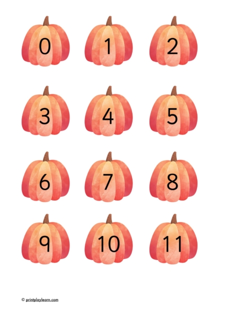 Pumpkins with numbers 0-35 - Printable Teaching Resources - Print Play ...