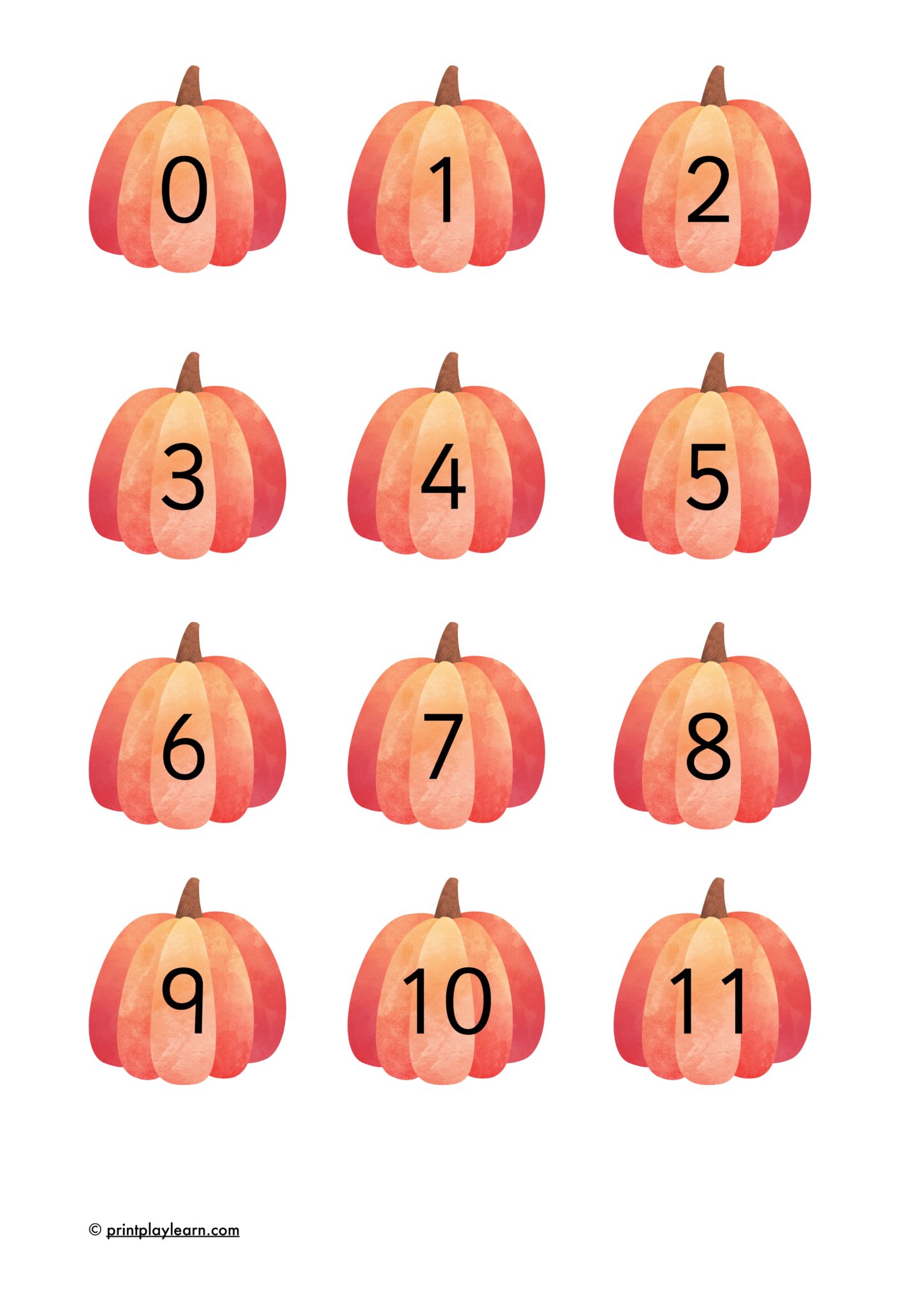Pumpkins with numbers 0-35 - Printable Teaching Resources - Print Play ...