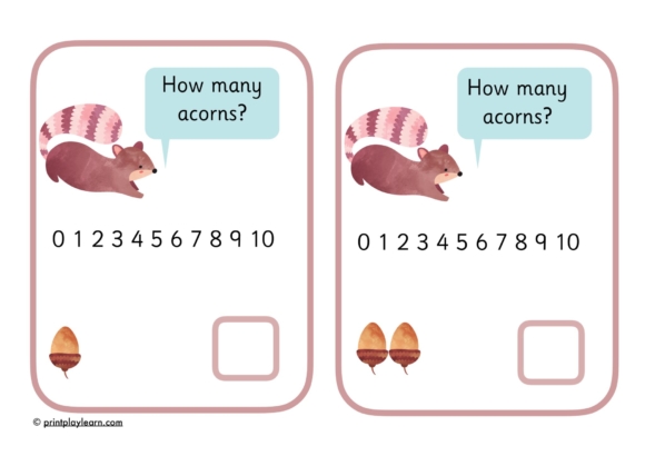Squirrel How many Acorns? - Printable Teaching Resources - Print Play Learn