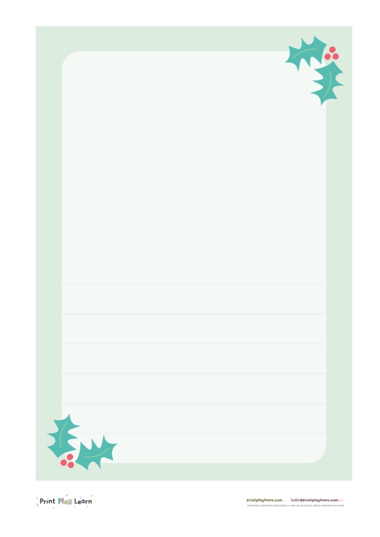 Holly Writing Paper - Printable Teaching Resources - Print Play Learn