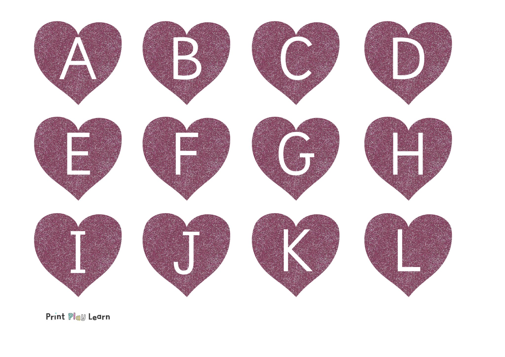 Alphabet - heart capital letters - Printable Teaching Resources - Print ...