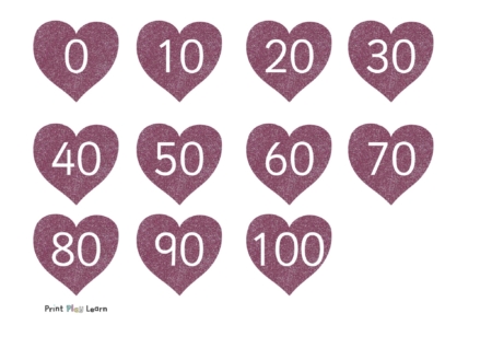 Valentine numbers counting in tens (10s) - Printable Teaching Resources ...