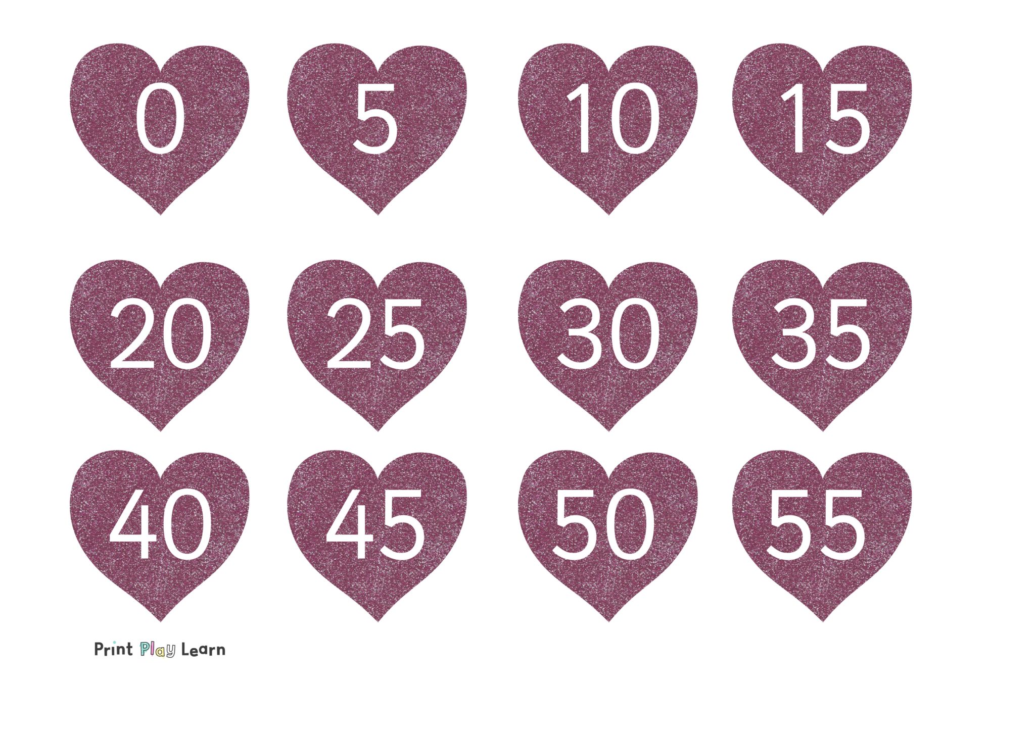 Counting in 5s hearts 0-100 - Printable Teaching Resources - Print Play ...