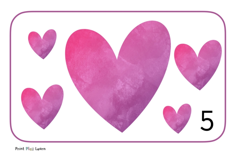 Heart Playdough Mat 1-5 - Printable Teaching Resources - Print Play Learn