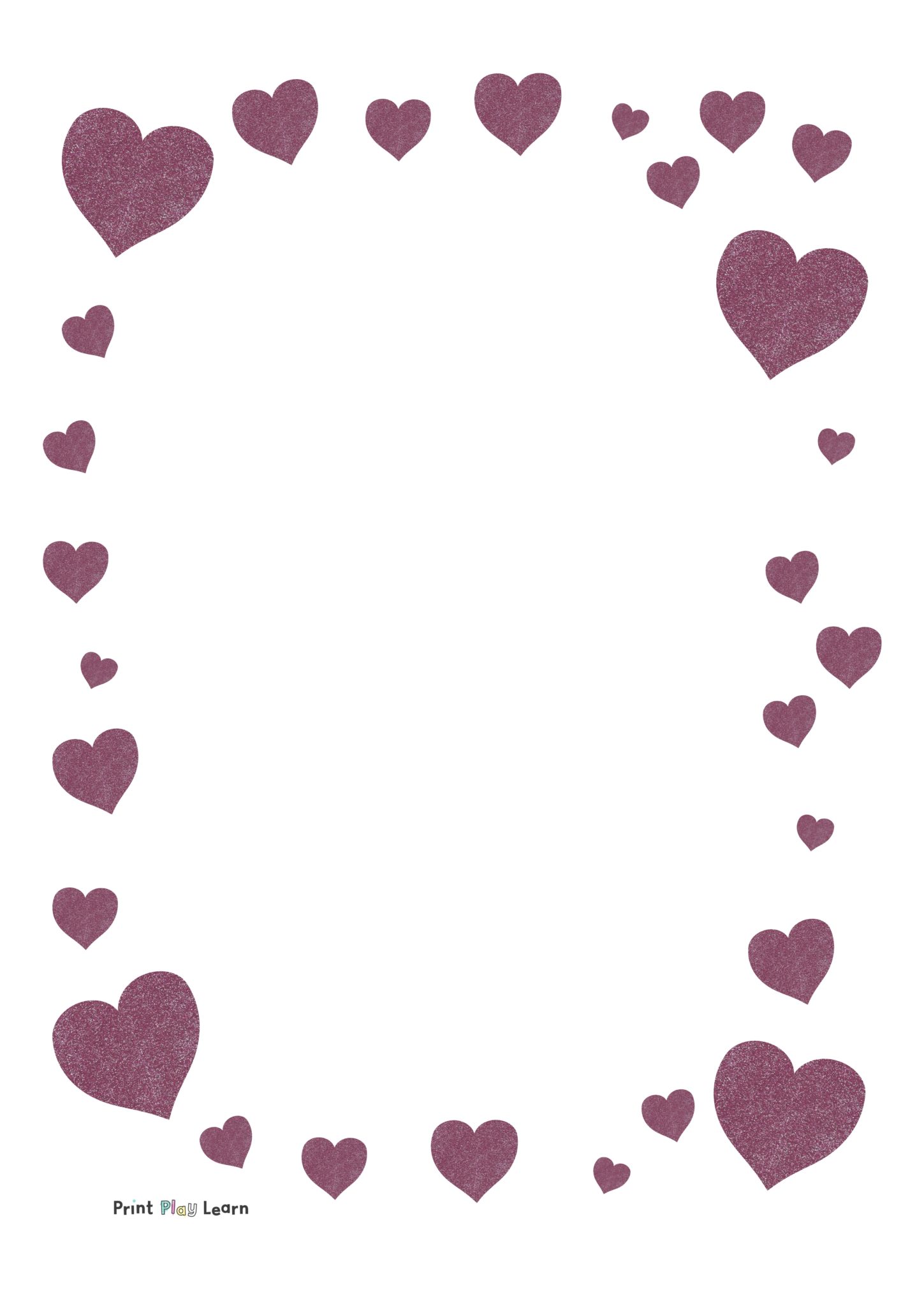 Pink Glitter Heart Paper - Printable Teaching Resources - Print Play Learn