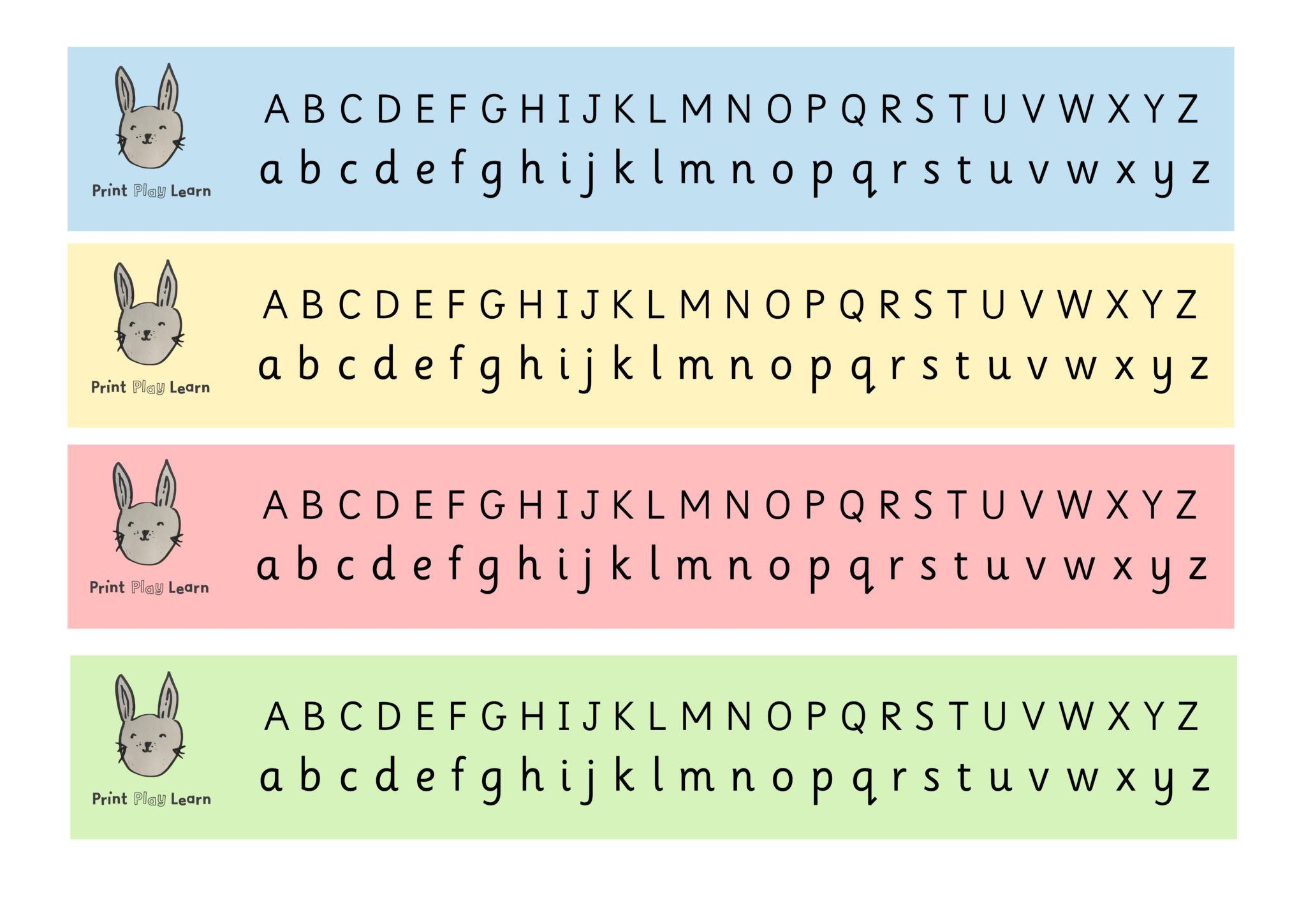 Rabbit Alphabet Chart A-Z a-z - Printable Teaching Resources - Print ...
