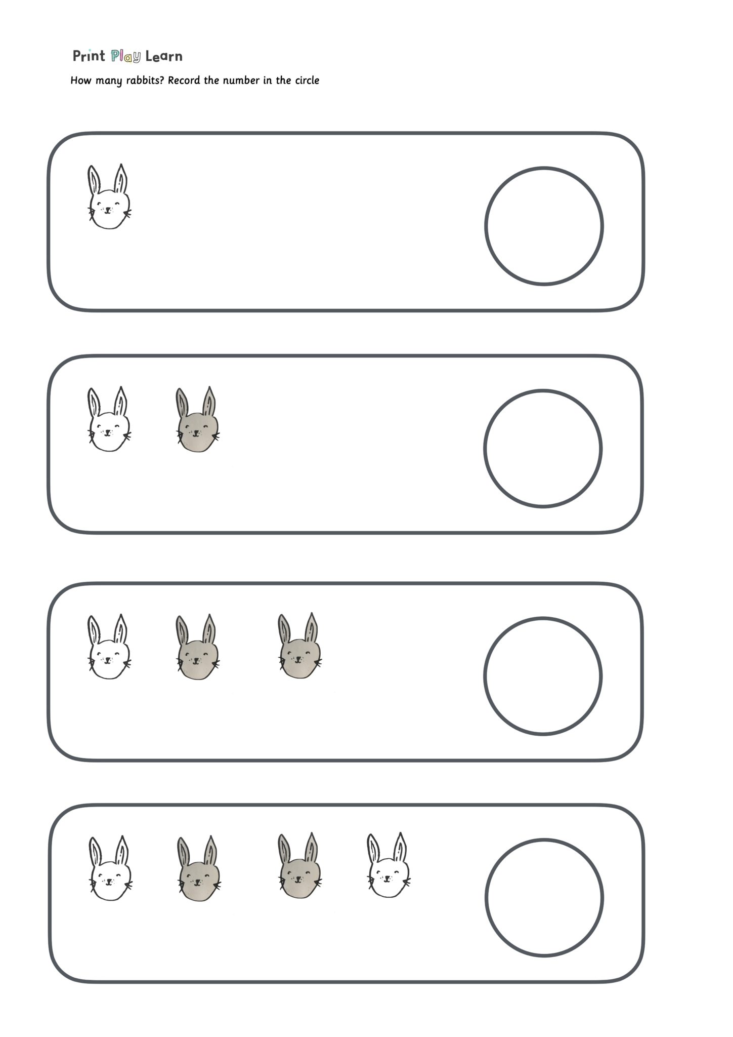 Counting 1-5 Rabbits - Printable Teaching Resources - Print Play Learn