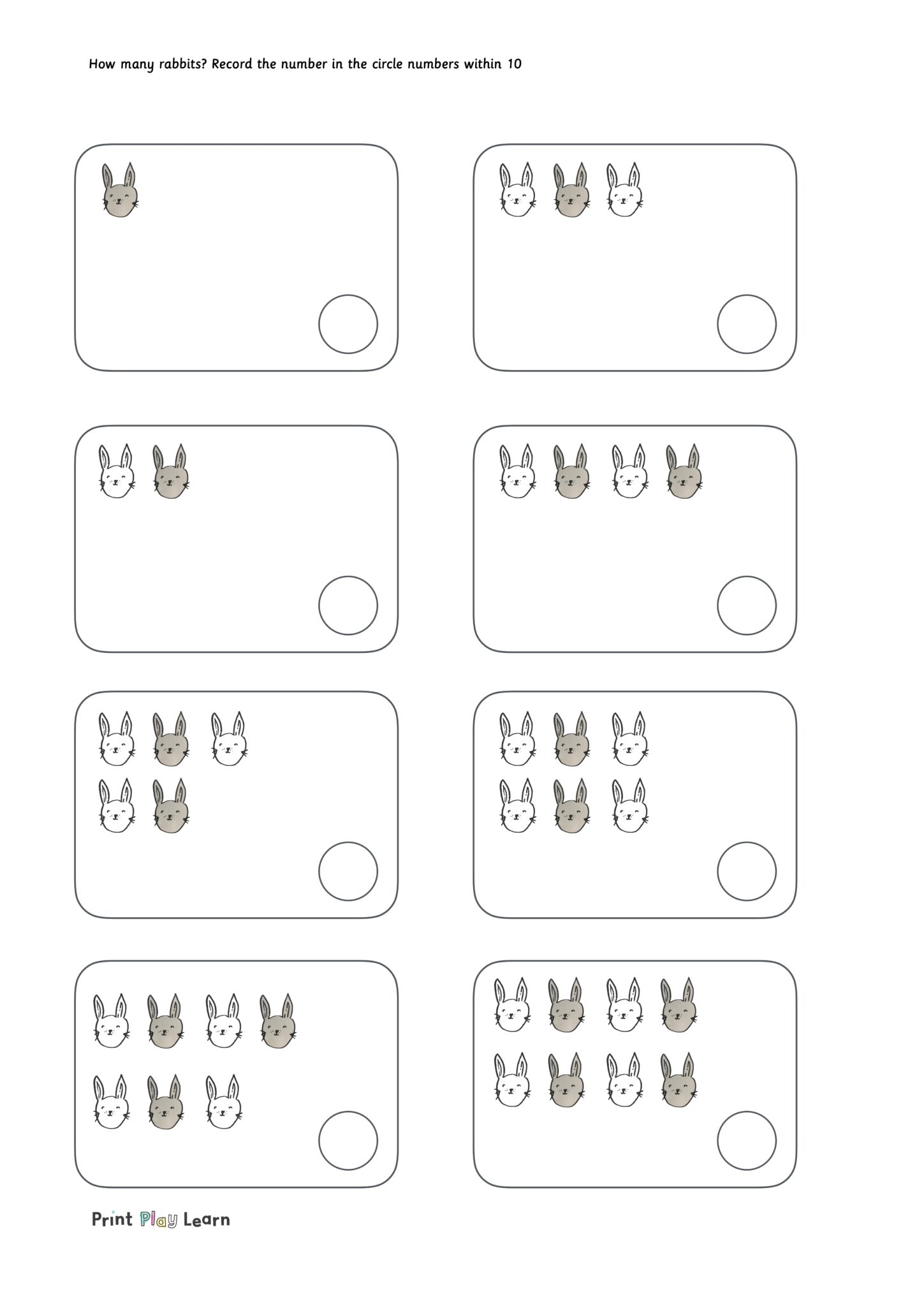 Numbers within 10 counting the rabbits - Printable Teaching Resources ...