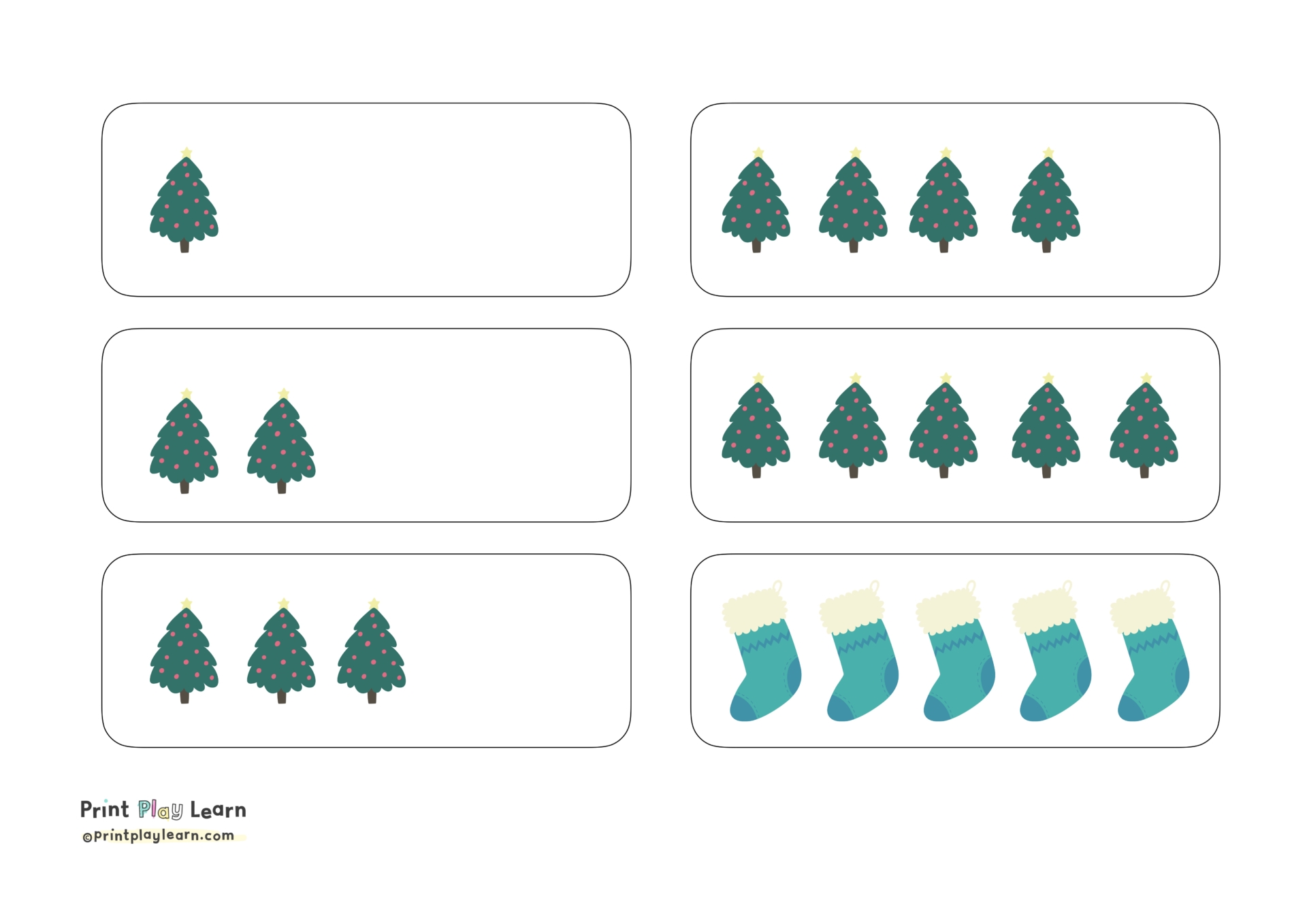 How many? 1-5 Christmas - Printable Teaching Resources - Print Play Learn