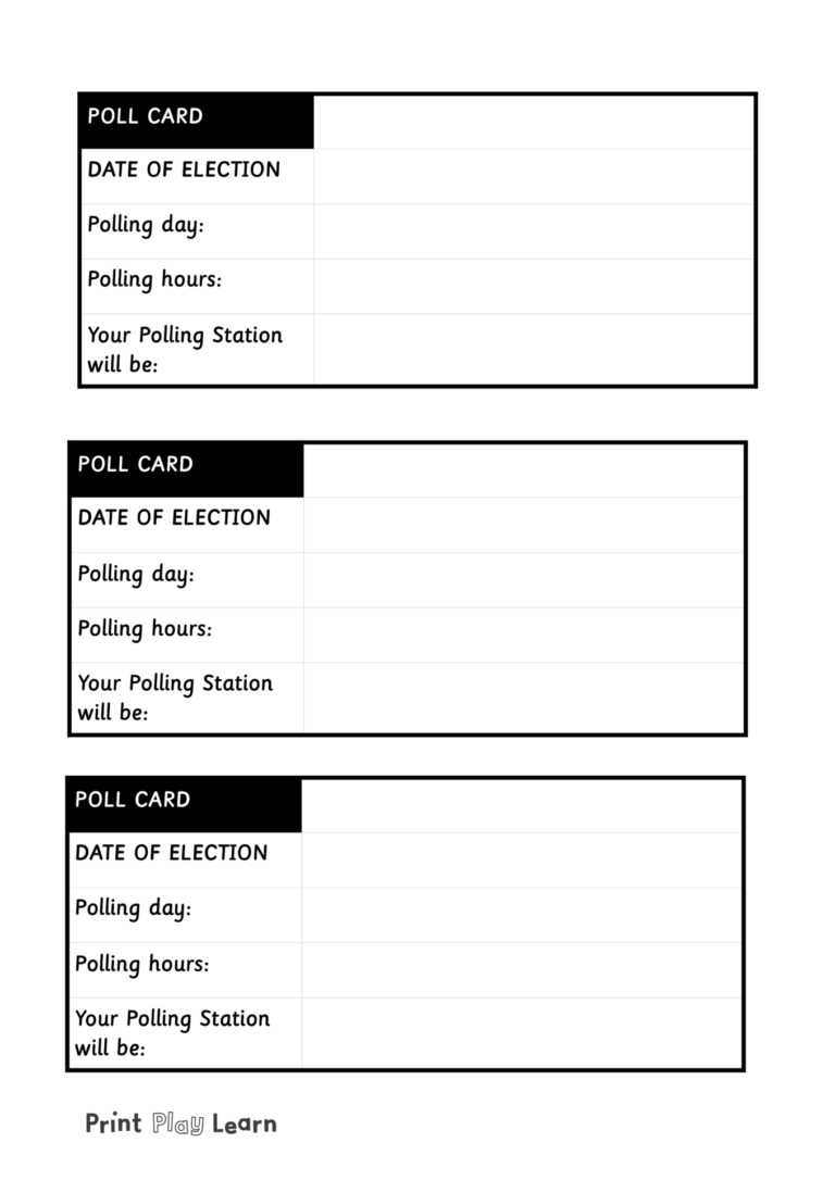 Polling Card - blank - Printable Teaching Resources - Print Play Learn