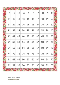 A4 Hundred Square Flower Pattern - Printable Teaching Resources - Print ...