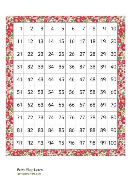 A4 Hundred Square Flower Pattern - Printable Teaching Resources - Print ...