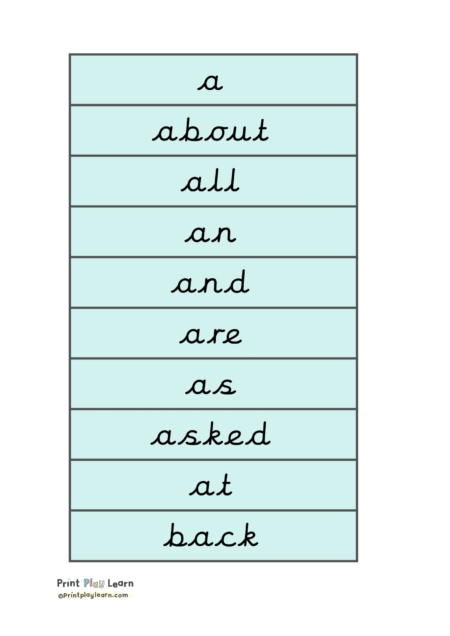 100 high frequency words tinted background - Printable Teaching ...