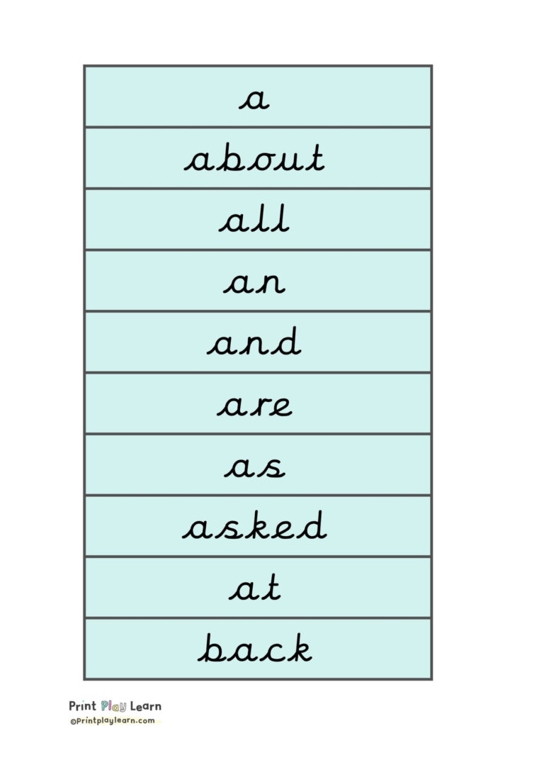 100 high frequency words tinted background - Printable Teaching ...