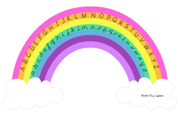Rainbow Alphabet Cursive upper and lower case lettering - Printable ...