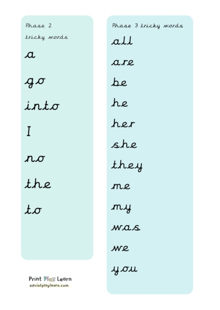 Tricky Word Phase 2 and 3 Book Marks - Printable Teaching Resources ...