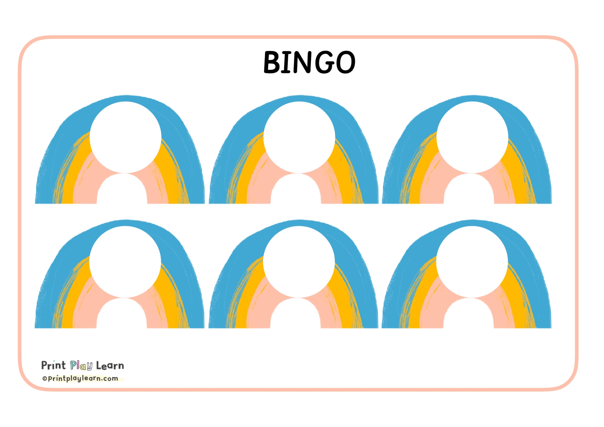 Blank Bingo Cards Rainbow Design - Printable Teaching Resources - Print ...